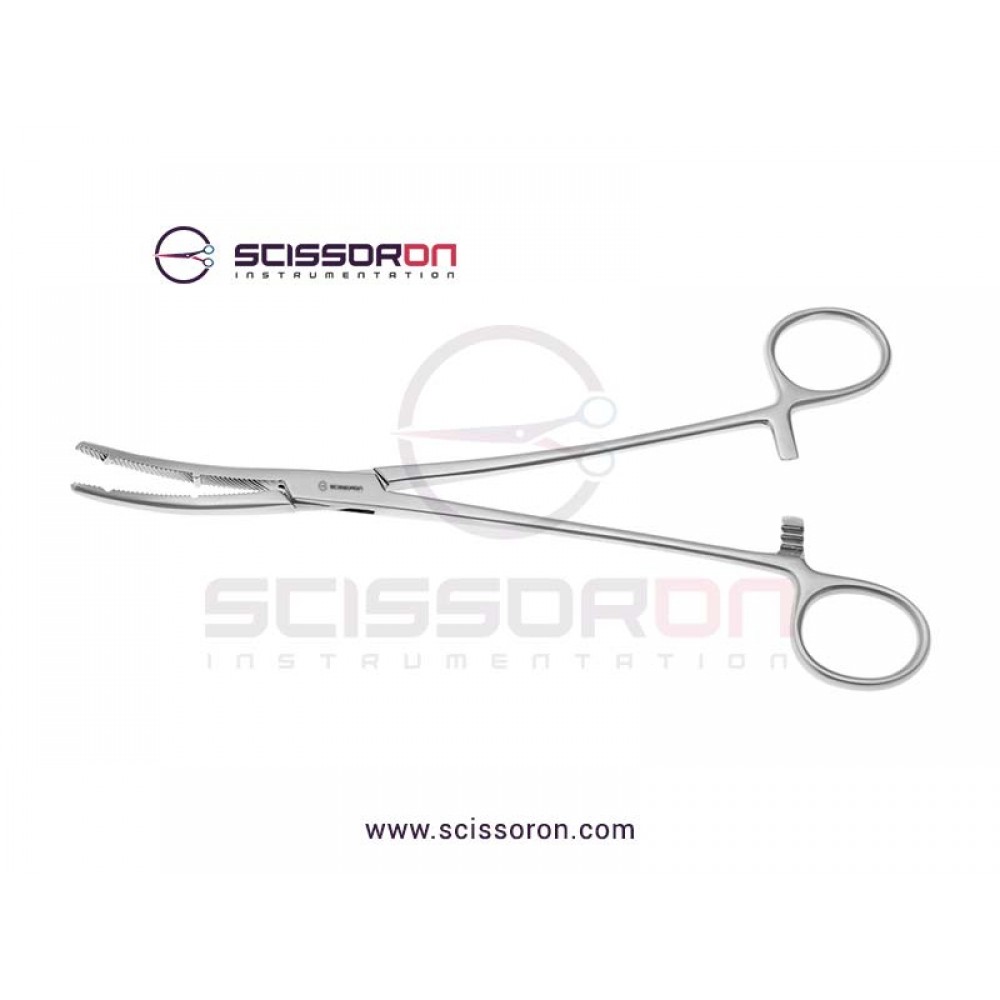 Heaney Hysterectomy Forceps Curved Jaws Double Teeth
