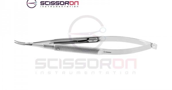 Jacobson Needle Holder TC Dusted Curved Jaws with Lock